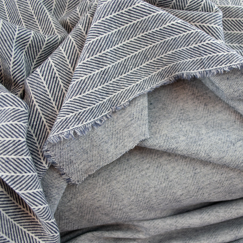 Cotton Jacquard Jersey - Navy - Chevron Stripe - 72cm piece ...