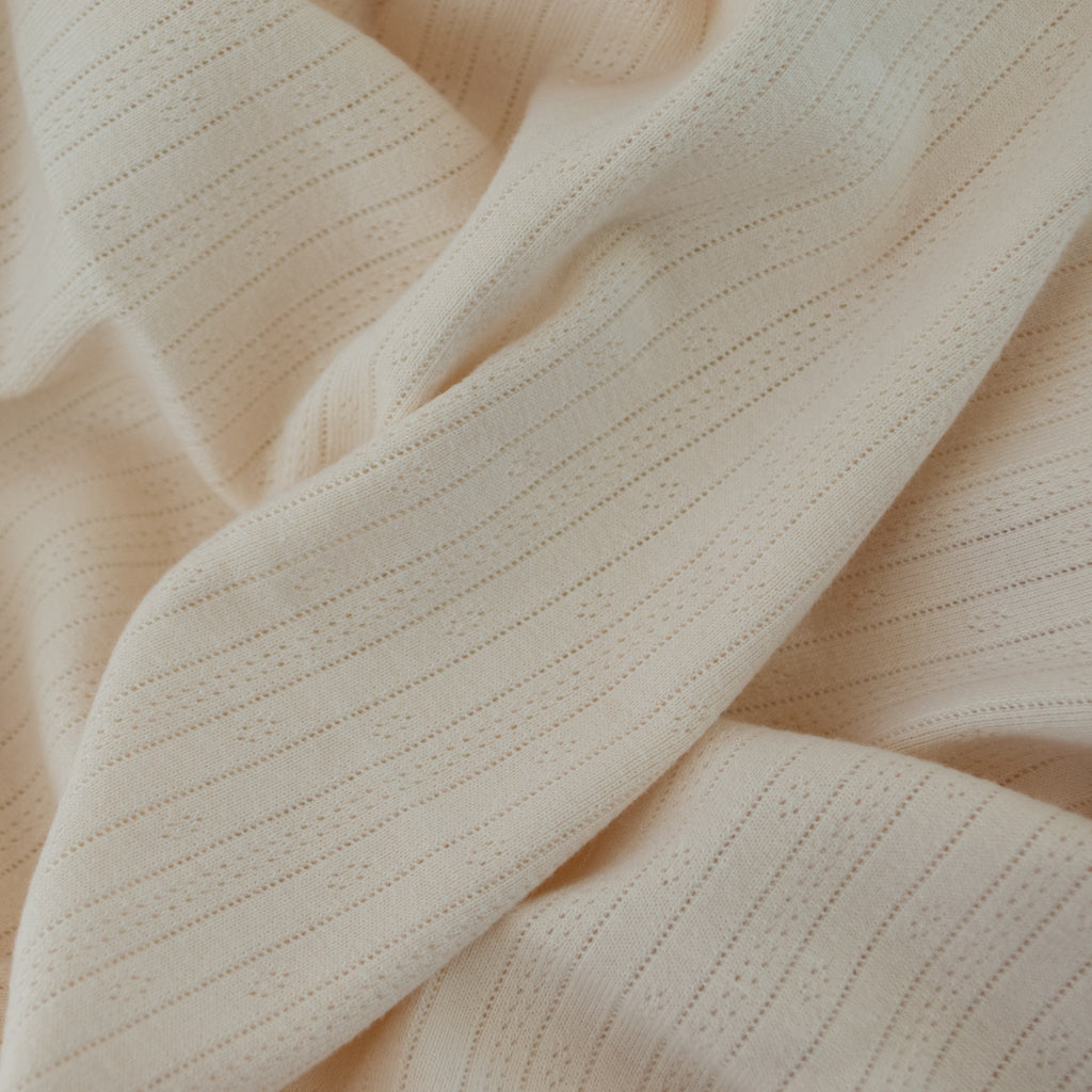 Heavy Pointelle Cotton Jersey - Cream - 150cm piece w 0.5cm hole in ne ...