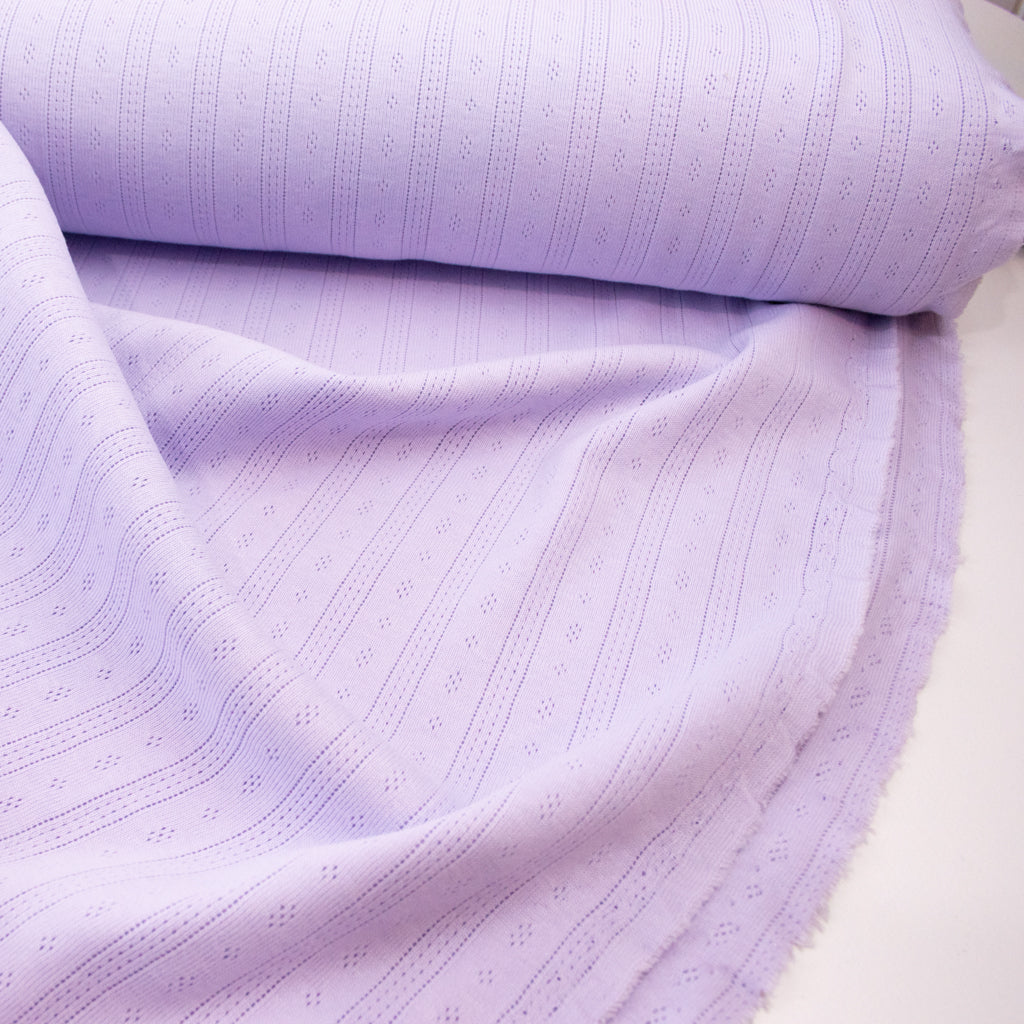 Pointelle Cotton Jersey - Stripes - Pale Lavender - 73cm piece with fa ...