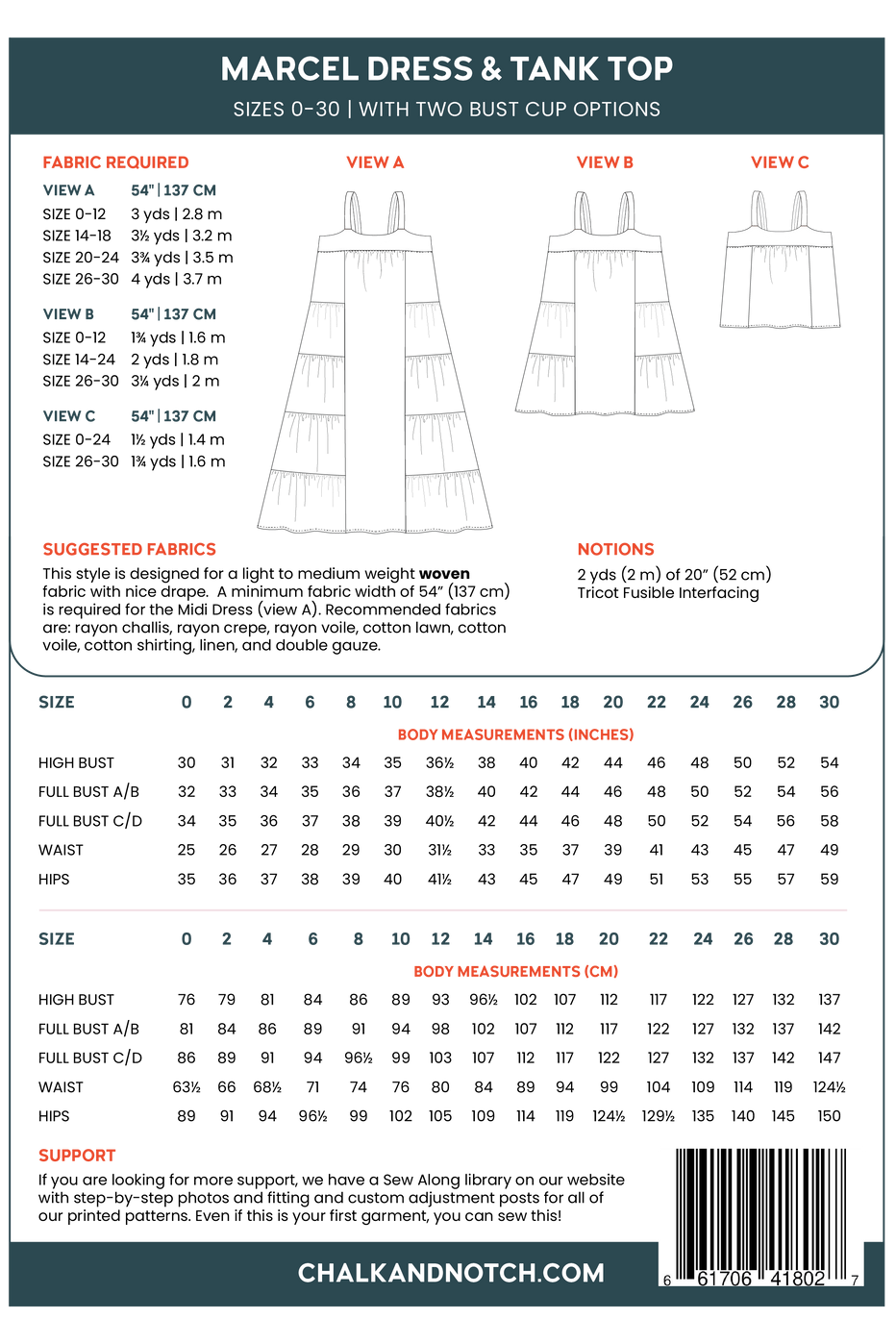 Marcel Dress and Top - Sewing Pattern | Chalk and Notch Patterns ...
